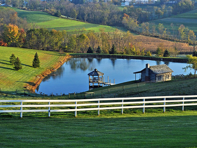 Pastoral perfection with a side of serenity. This pond view captures the essence of Holmes County's rolling landscape—a masterpiece painted by nature and agriculture.