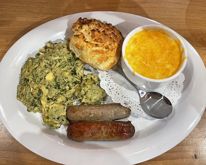 These pesto scrambled eggs prove that breakfast can be sophisticated without being pretentious – like wearing a tuxedo t-shirt, but actually delicious.