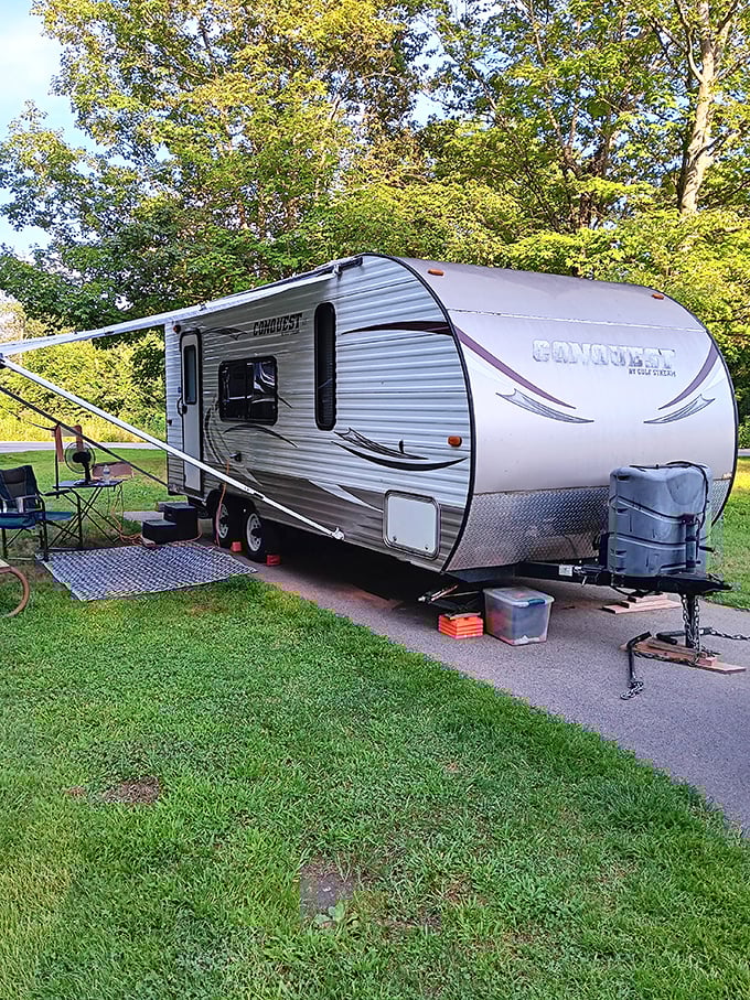 Home is where you park it—this comfortable campsite at Salt Fork proves "roughing it" can include all the comforts you need.