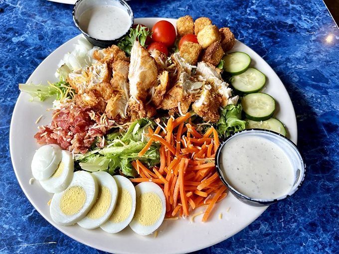 A salad so beautifully arranged it almost—almost—makes you forget about those gumbo cheese fries. Almost.