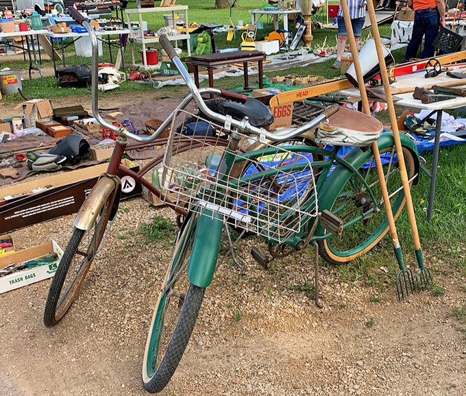 Remember when bikes had character? This vintage two-wheeler with its front basket practically begs for a picturesque ride down a country lane.