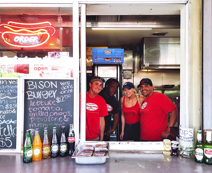 These folks in red aren't just making food – they're creating edible happiness one order at a time.