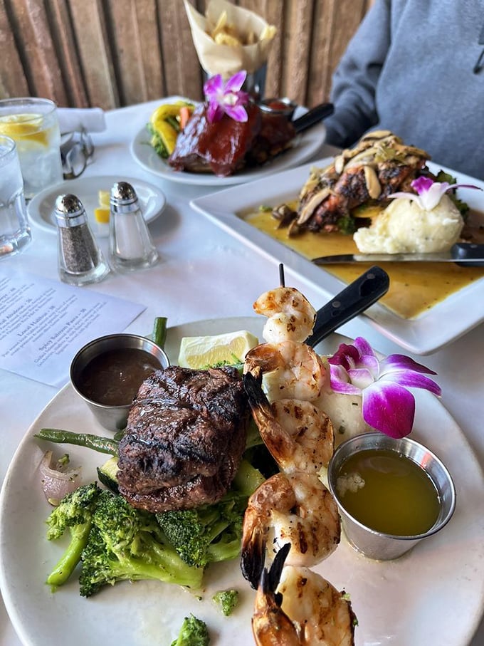 When land meets sea on a plate, it's not just surf and turf—it's a peace treaty between kingdoms that benefits your taste buds.
