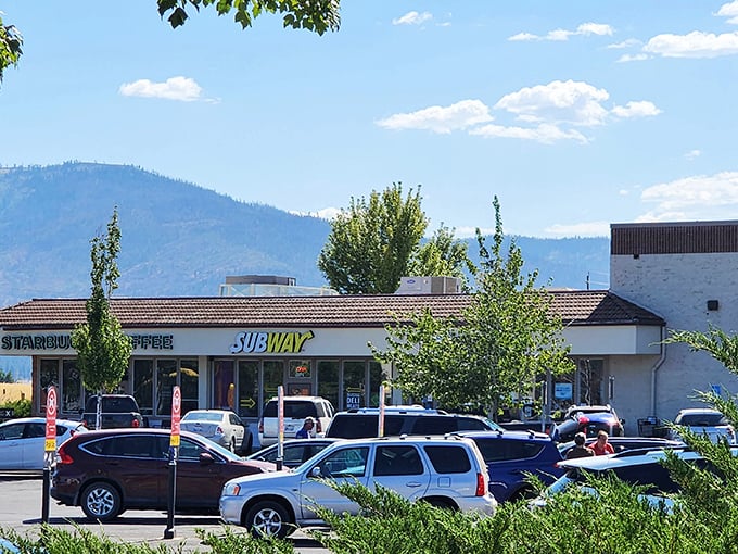 Even in small-town America, you're never far from familiar comforts – though here, you'll enjoy your Subway sandwich with a side of mountain vistas.