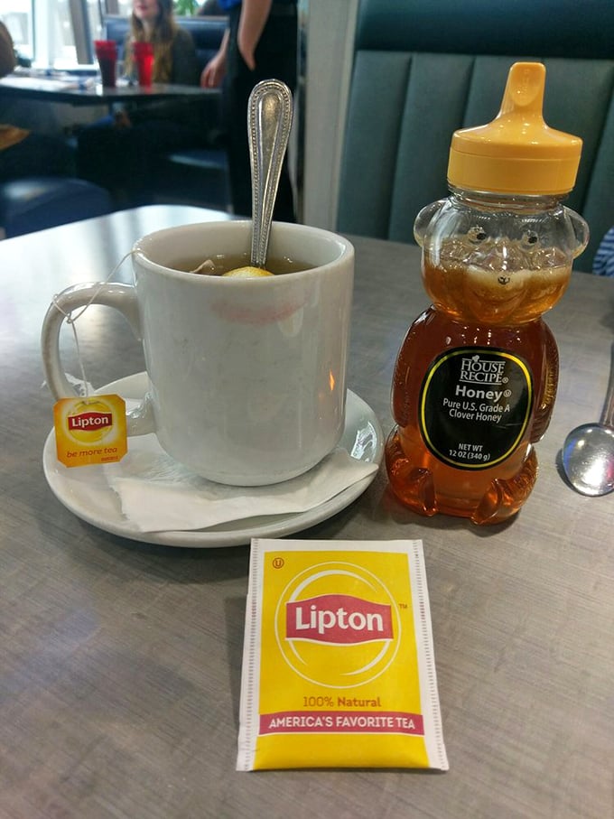 Tea service complete with honey bear – because sometimes even grown-ups need their sweetener to come in adorable packaging.