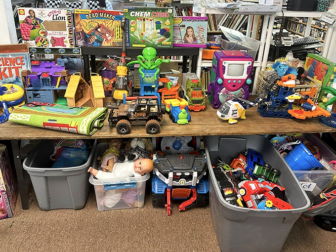 Childhood nostalgia by the binful. That alien figure might be the exact one you lost in 1985, now patiently waiting for its reunion tour.