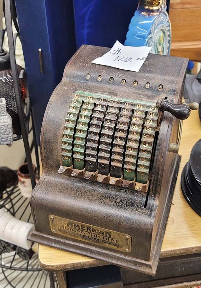 At $102, this antique American adding machine isn't just a calculator—it's a mechanical time capsule from when numbers required muscle.