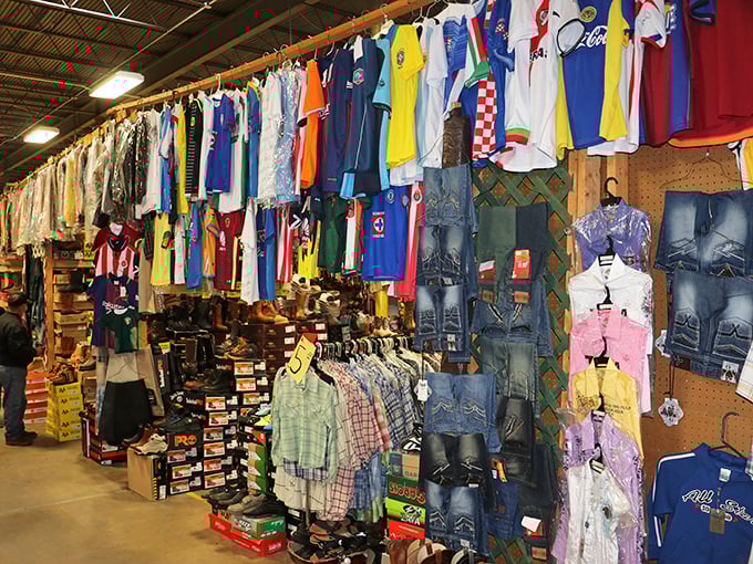 Racks of clothing where yesterday's fashion becomes today's statement piece—if you're brave enough to wear it.