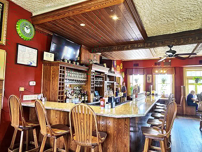 Not just a bar, but a time capsule with spirits. The wooden craftsmanship and warm lighting create the perfect atmosphere for historical toasts.