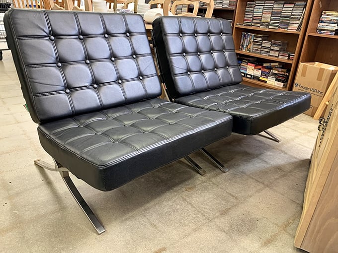 Barcelona meets bargain bin in these sleek leather chairs. Mies van der Rohe would approve—and so would your wallet.