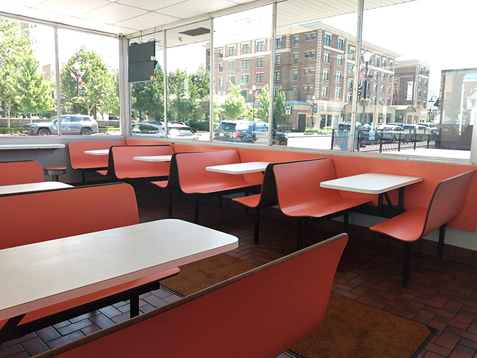 The dining area's wall of windows offers prime people-watching with your meal—dinner and a show at fast food prices.