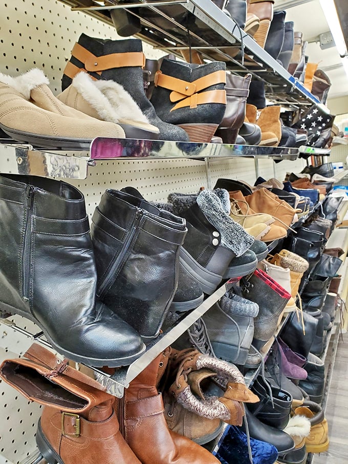 Boot boulevard stretches as far as the eye can see. From practical winter wear to statement pieces, your feet will thank you—and so will your budget.