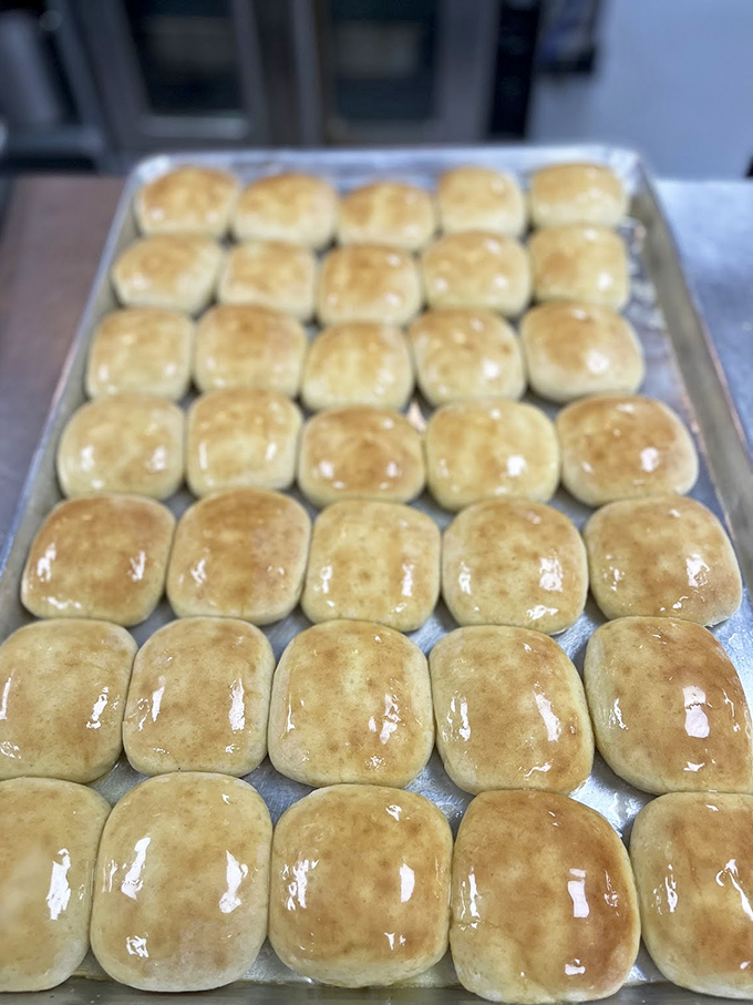 Pillowy squares of bread waiting for their barbecue destiny. Carb-counters look away—some temptations are worth surrendering to.