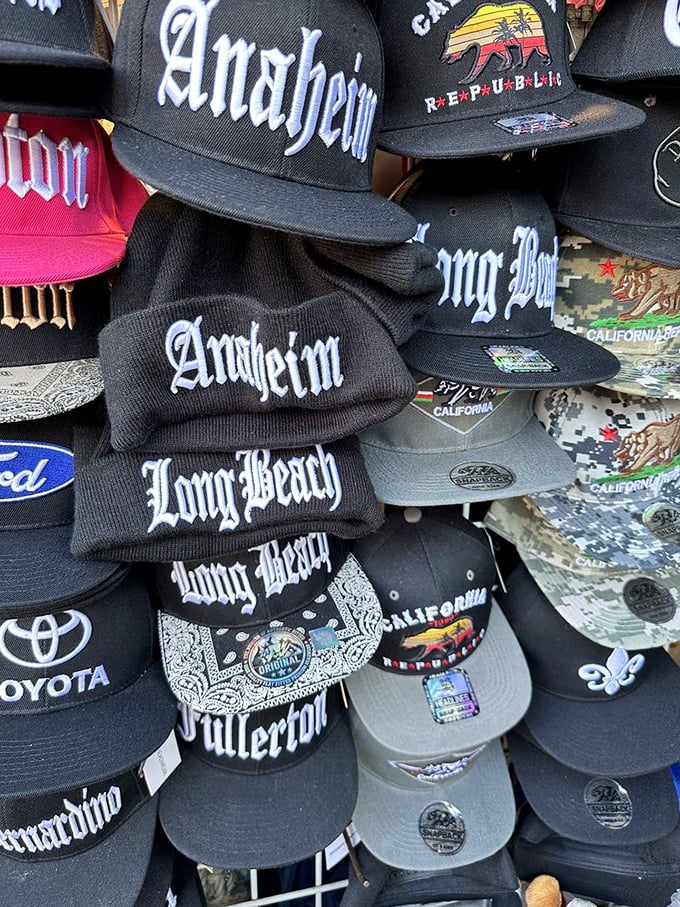 SoCal pride on display! These caps aren't just headwear—they're wearable declarations of neighborhood loyalty.