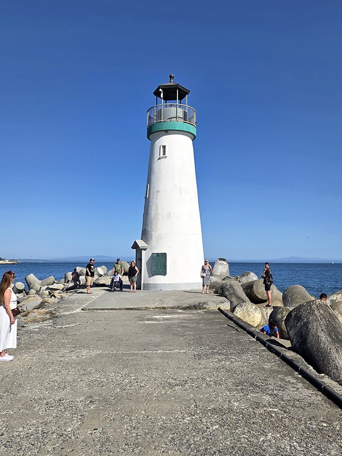 Lighthouse as community gathering spot—where strangers become temporary neighbors united by the simple pleasure of standing at the edge of a continent.