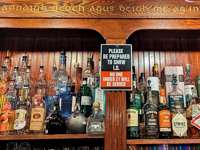 Behind every great underground pub is a well-stocked bar. These bottles aren't just spirits—they're conversation starters waiting to happen.