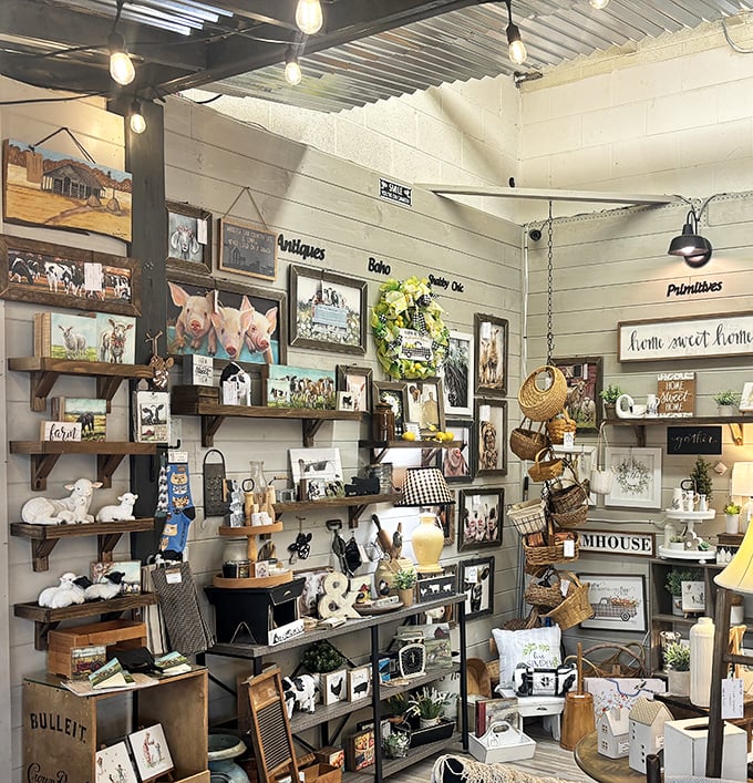 Farm animals and rustic charm dominate this corner—perfect for anyone who wants their home to say "country living" without the actual chickens.