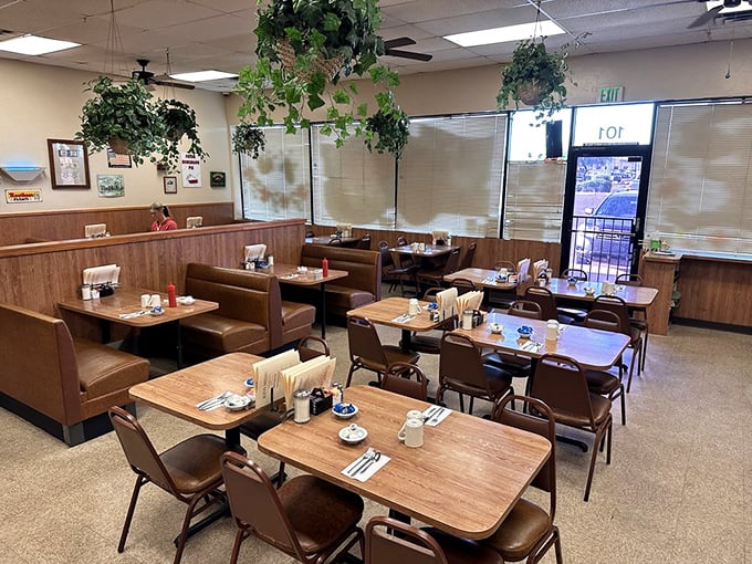 A diner interior that hasn't changed because it doesn't need to. These tables have hosted first dates, business deals, and family reunions—all fueled by coffee and comfort.