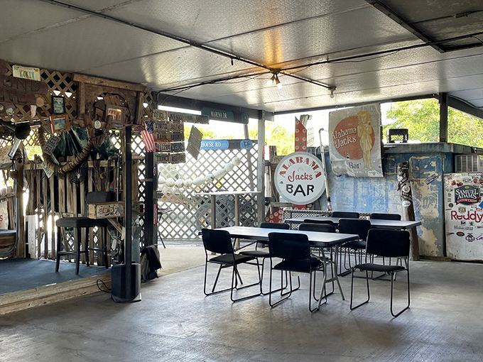 No interior decorator was harmed in the making of this space—just decades of authentic Florida memories stacked on every beam and post.