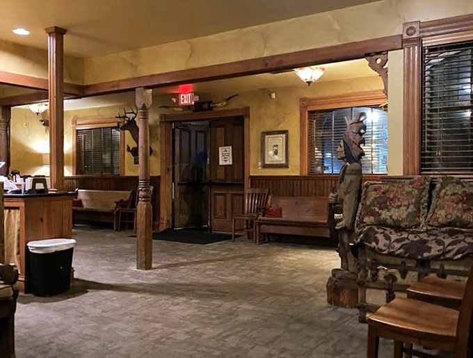 A waiting area that feels like your favorite uncle's living room—if your uncle happened to be a cattle rancher with impeccable taste.