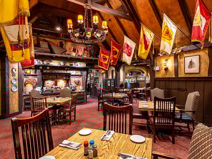 Those flags aren't just decoration; they're battle standards in the war against boring dining rooms.