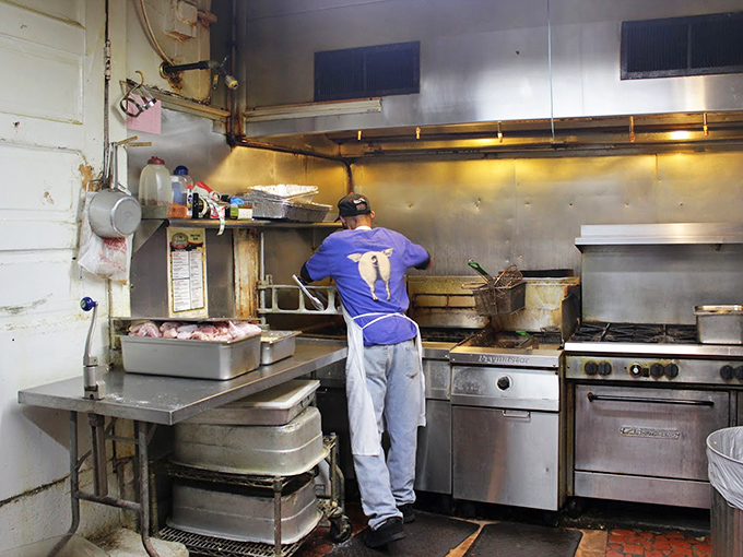 Where the magic happens – no fancy equipment, just decades of know-how. This kitchen has produced more happiness per square foot than most five-star establishments.