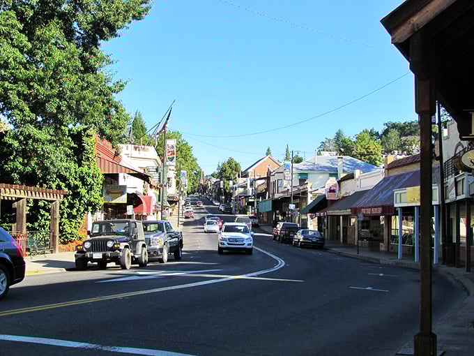 Another view of Sonora's main drag, where every storefront has a story and parking is still mercifully easier than in San Francisco.
