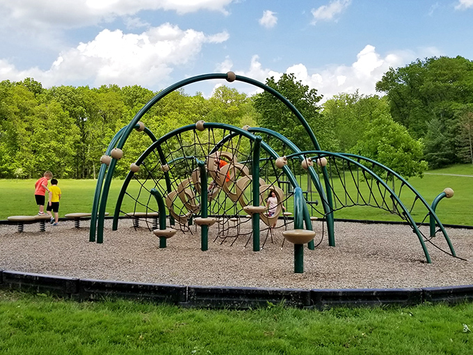 Childhood joy engineered in green and gravel—where tomorrow's memories are being constructed one climb at a time.