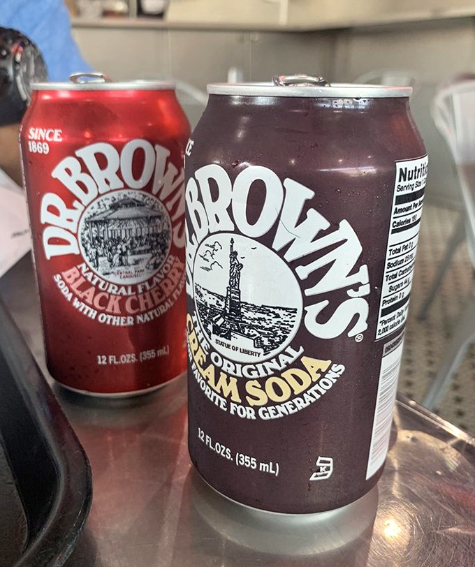 The unofficial beverages of Philadelphia—Dr. Brown's sodas provide the perfect sweet counterpoint to the savory richness of a cheesesteak.