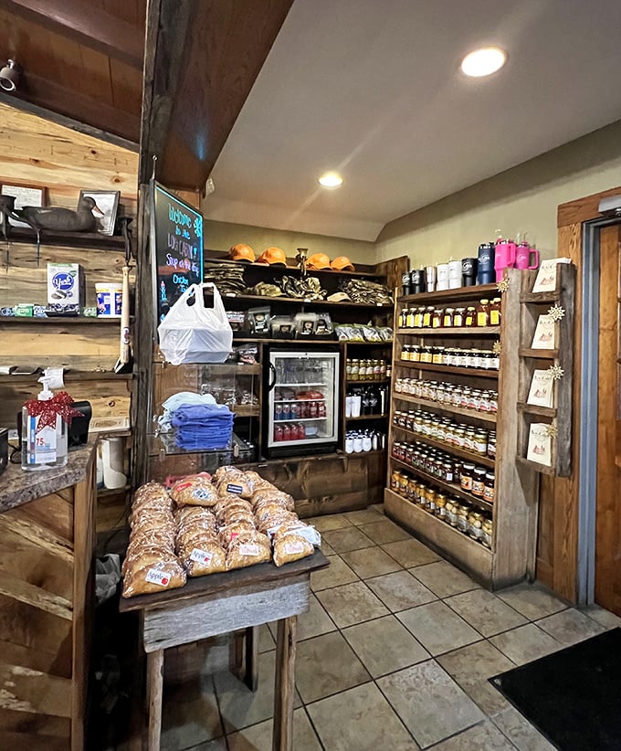 Not just a store—a time capsule of country goodness. Those shelves hold enough preserves to survive any apocalypse in delicious style.