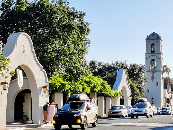 Spanish arches frame Ojai's streetscape like a living postcard – the kind you'd send to friends with the note "Found where I'm retiring."