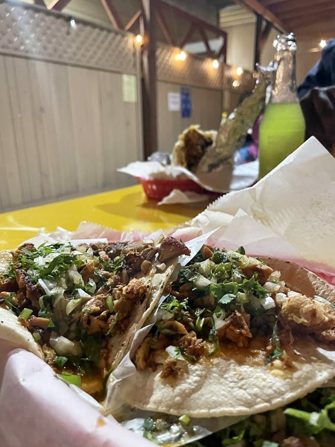 These tacos don't need fancy dress-up – just the traditional outfit of cilantro, onion, and perfectly seasoned meat on double corn tortillas.