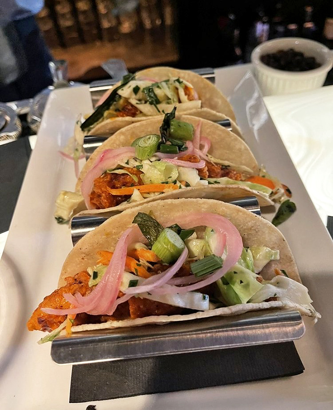 These aren't just tacos—they're edible architecture. Vibrant, fresh, and proof that The Belvedere excels beyond traditional fine dining.