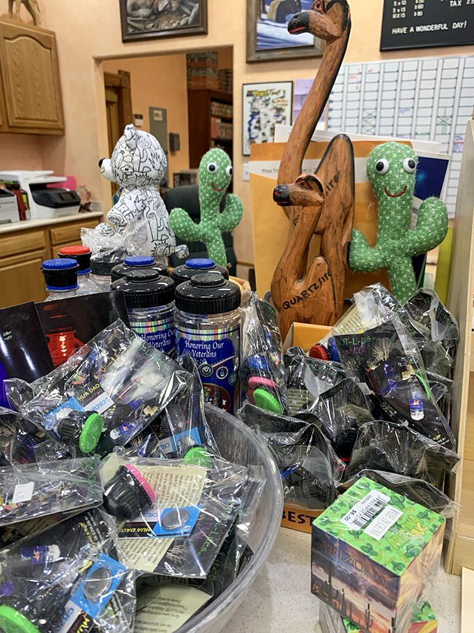 Desert whimsy comes alive with fabric cacti and wooden critters—souvenirs that don't need watering but still capture Arizona's spirit.
