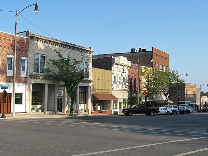 Greenville's downtown buildings stand at attention, their brick facades and decorative cornices showing off 19th-century architectural swagger.