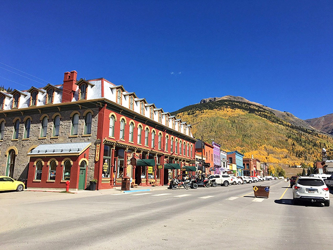 Silverton's colorful downtown invites exploration, with mountains creating a perfect backdrop for this artistic community.