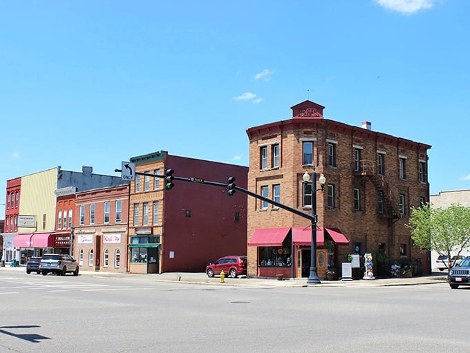 Red brick buildings stand sentinel in downtown Coshocton, where the pace is slow enough to notice architectural details from another era.