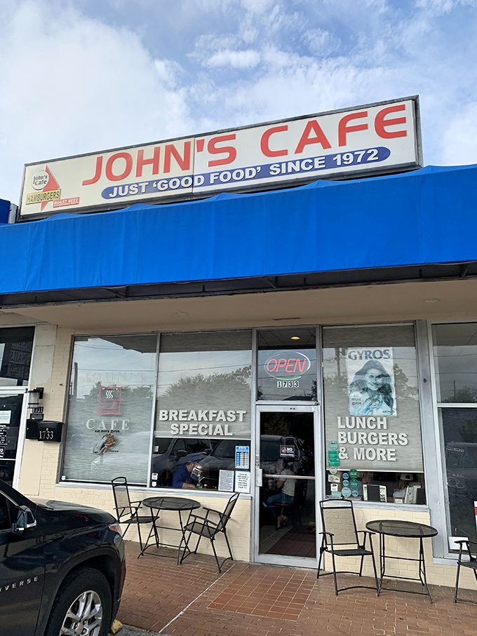 The simple storefront of John's Cafe conceals one of Dallas's best-kept breakfast secrets, serving "Just 'Good Food'" since 1972.