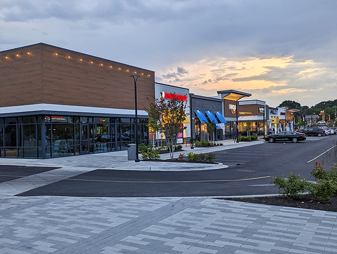 Sunset strolls and storefronts — Northwood Commons showing off its charm in Maryland.