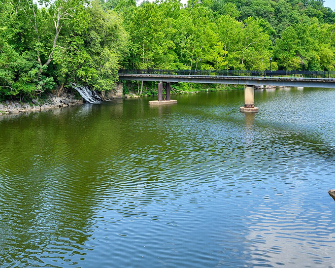 A serene river crossing in Occoquan offers peaceful views that seem a million miles from nearby Washington DC.