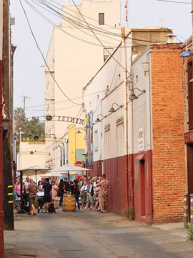 Those narrow alleyways hold stories of California's colorful past, each brick and weathered wall a chapter in local history.