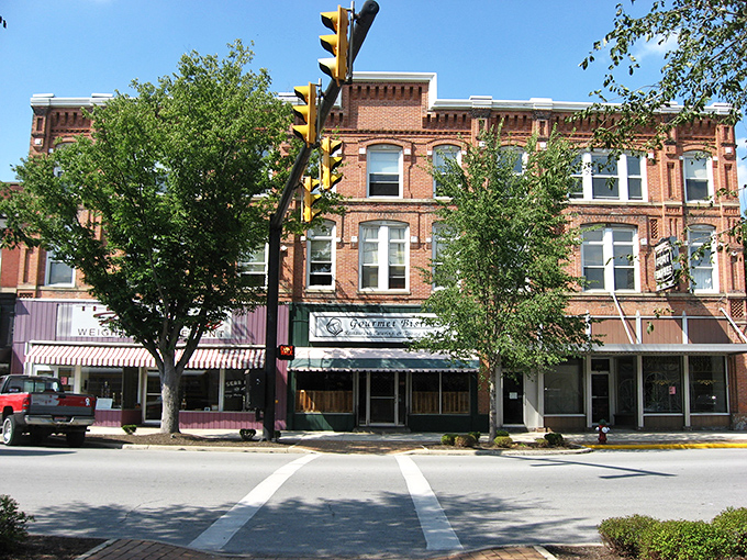 Main street charm with historic buildings standing shoulder to shoulder like old friends with stories to tell.