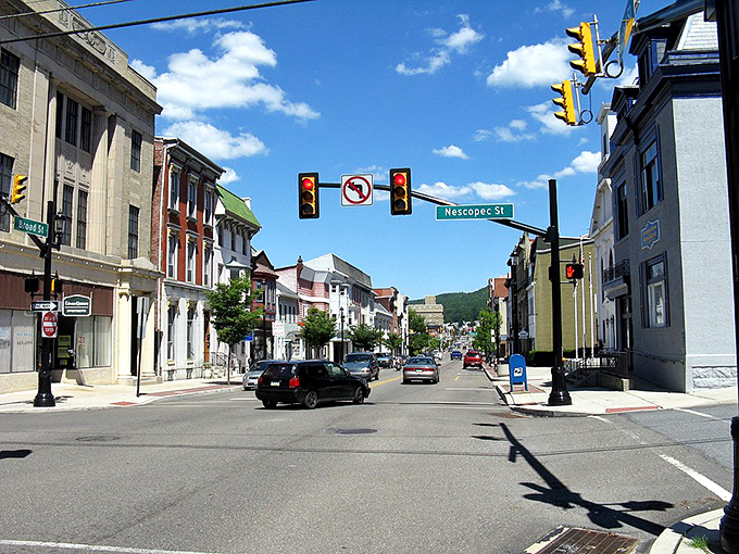Historic buildings line Tamaqua’s main street, where affordable homes wait just blocks away from the town’s beating heart.