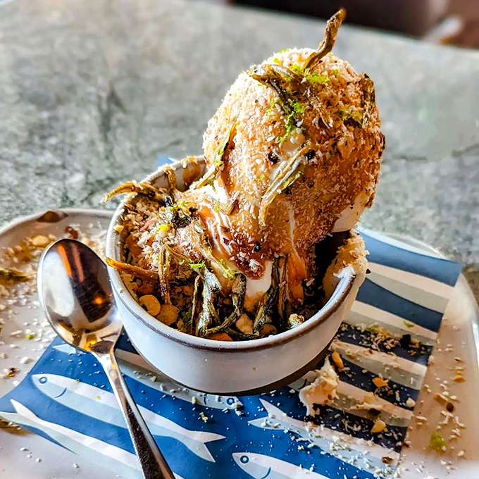This creation defies conventional dessert categories—a savory sundae of sorts that proves the kitchen isn't just cooking; they're reimagining what food can be.