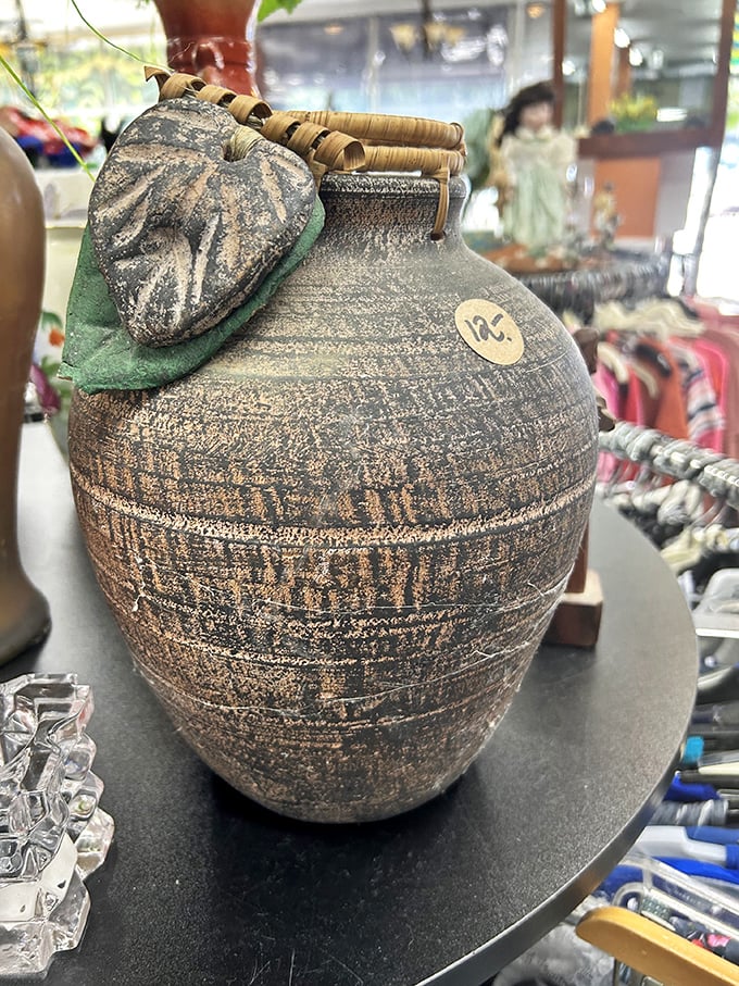 This textured vessel has lived more lives than most of us—from ancient-looking artifact to tomorrow's statement piece in your entryway.