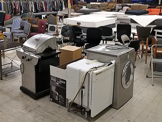 Appliance island—where slightly outdated washers, dryers, and grills offer themselves up for second-chance domestic bliss.