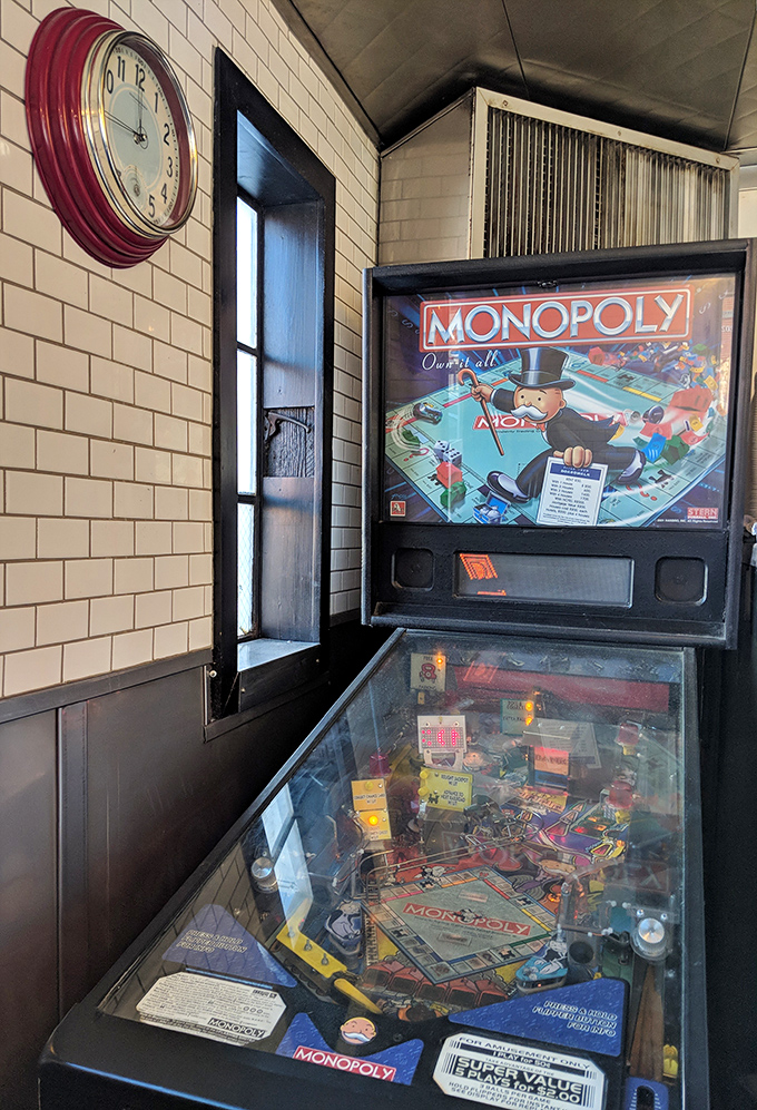 Even the entertainment is delightfully retro – a Monopoly pinball machine waiting for quarters and offering nostalgia by the minute.