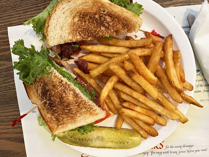 A sandwich that understands the perfect BLT isn't about complexity—it's about letting quality ingredients have their moment in the spotlight.