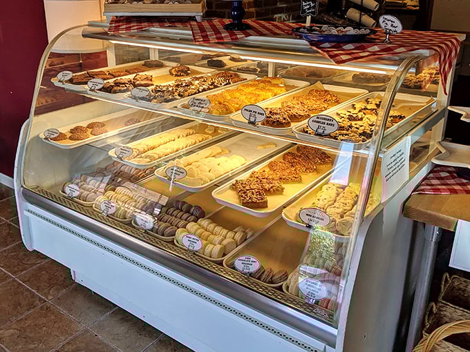 This display case isn't just filled with baked goods—it's a museum of edible art where every piece deserves your undivided attention.