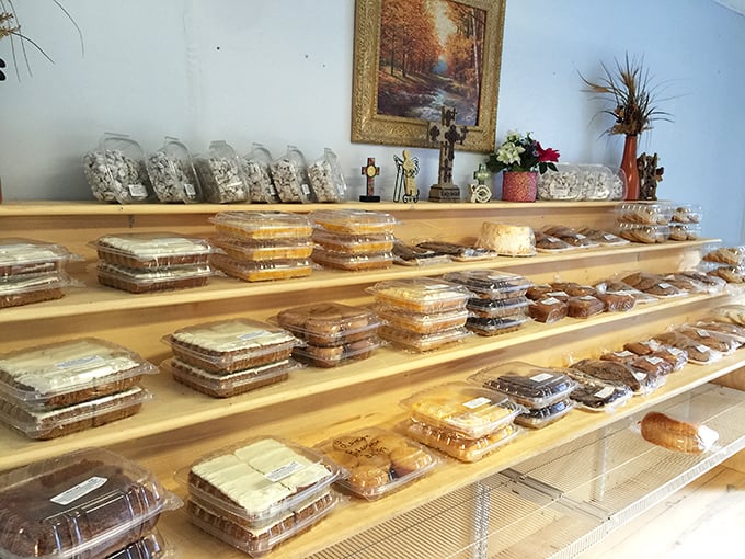 A bakery display that makes willpower crumble faster than their perfectly flaky crusts—resistance is futile.